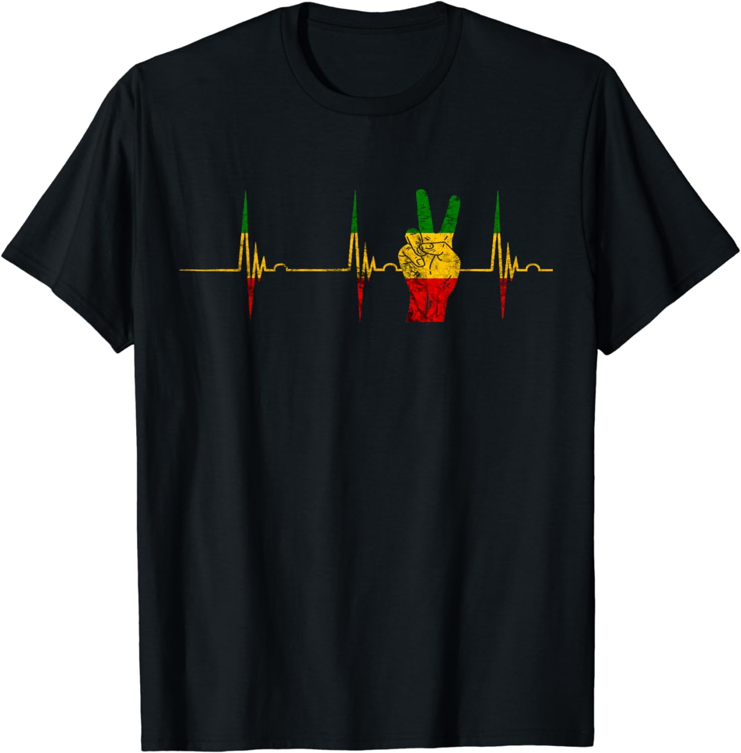 Rasta Reggae Peace Rastafari Roots Heartbeat EKG Pulse T-Shirt ...