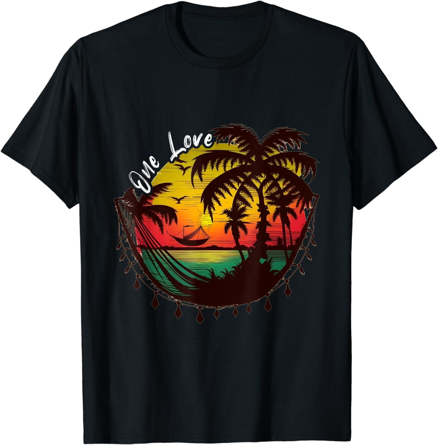 Rasta Reggae Sunset One Love Rastafari Jamaican Vacation T-Shirt ...