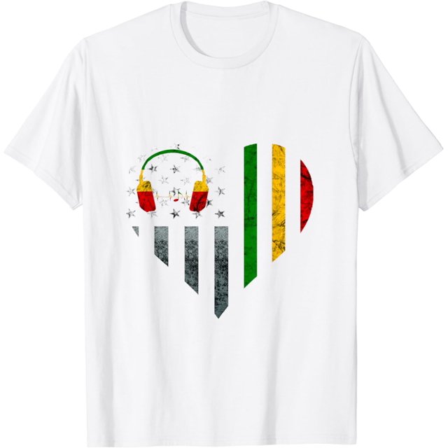 Rasta Reggae USA American Flag Rastafarian Music Note T-Shirt - Walmart.com