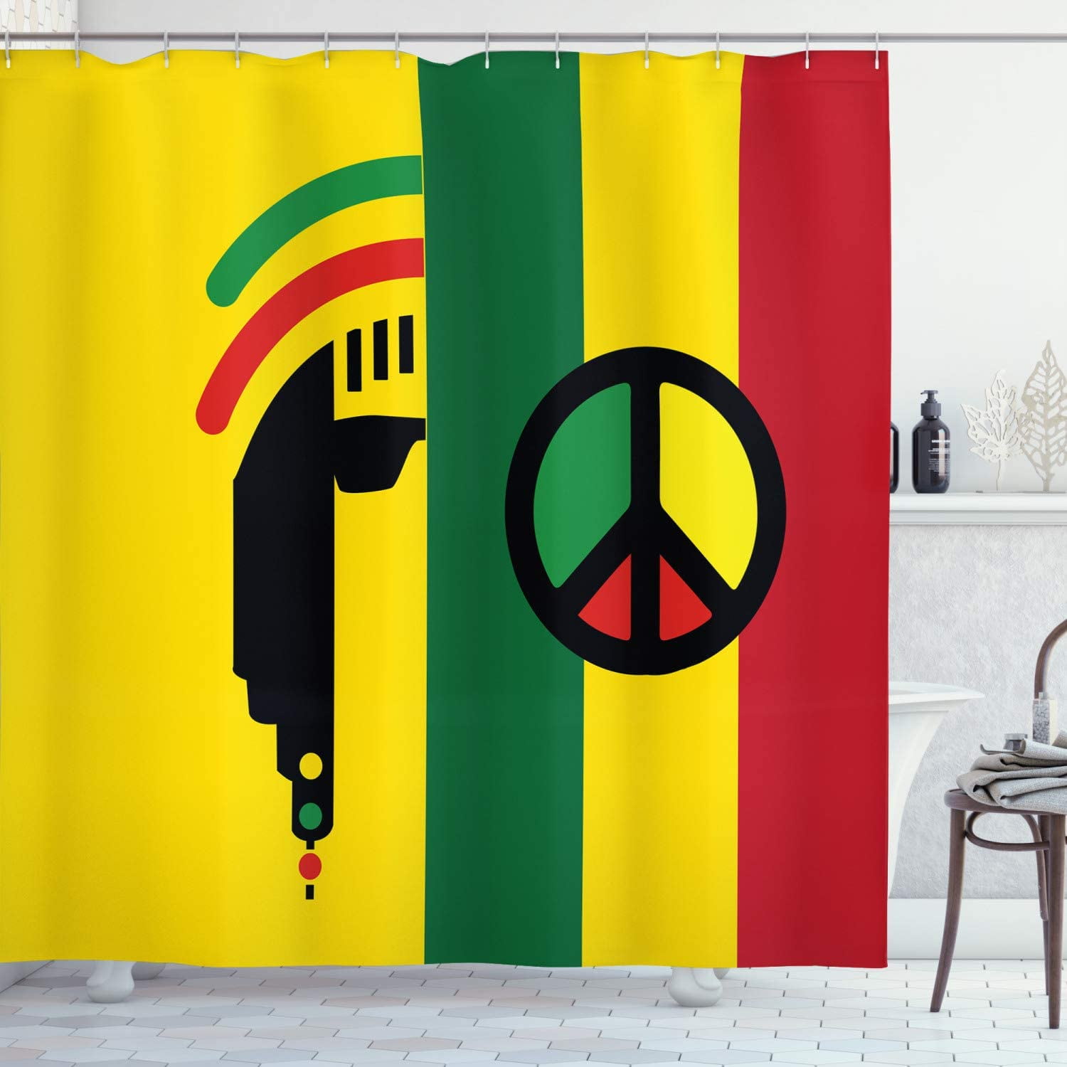 Rasta Shower Curtain, Iconic Barret Reggae and Jamaican Music Culture ...