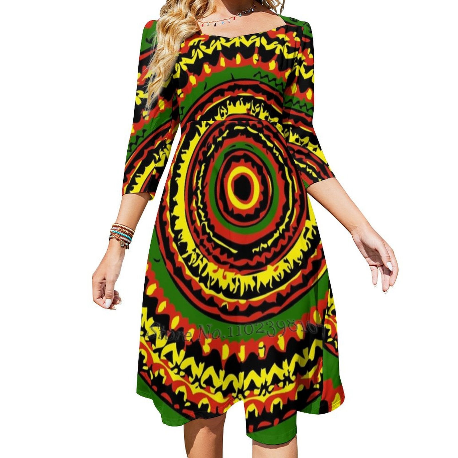 Rasta Tie Dye Time Warp Sweetheart Knot Flared Dress Fashion Design ...