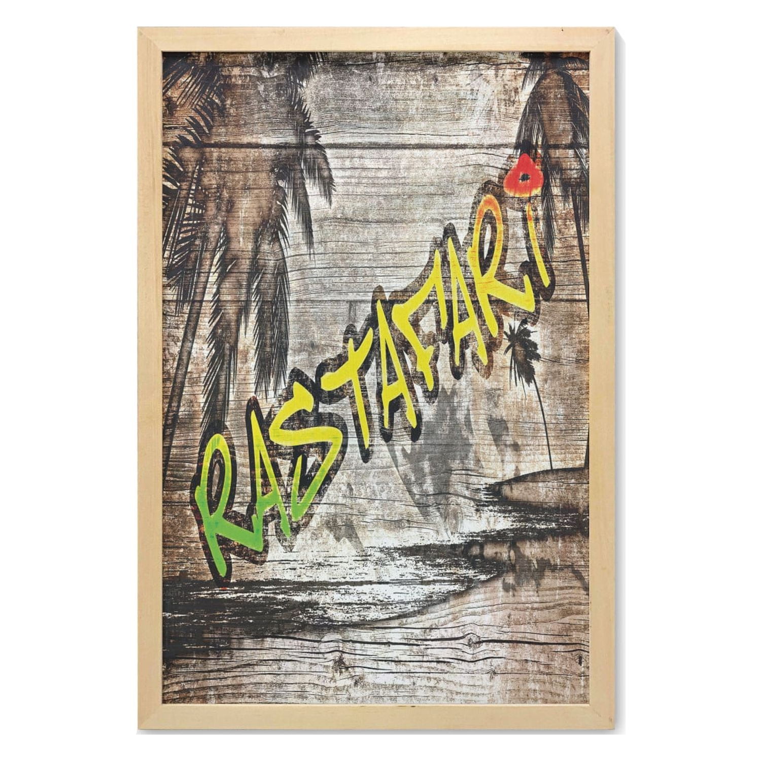 Rasta Wall Art with Frame, Jamaican Reggae Music Inspired Rastafari ...
