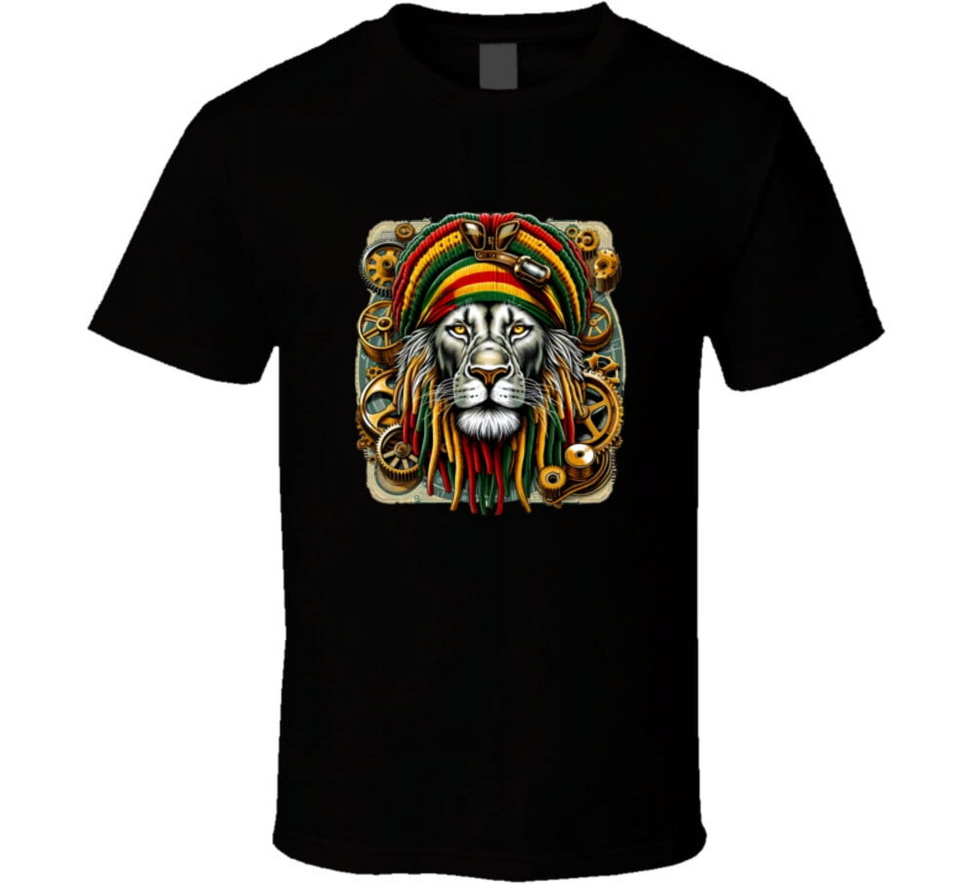 Rastafari Zion Lion Steam Punk Pirate Jamaica Reggae Nation T Shirt ...
