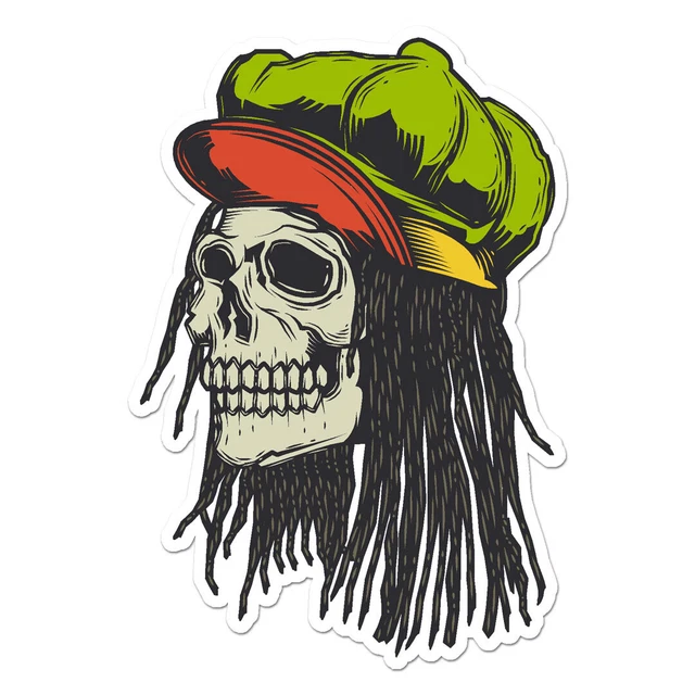Rastafarian Skull Sticker Phone Decal Water Bottle Stickers Car Decals ...