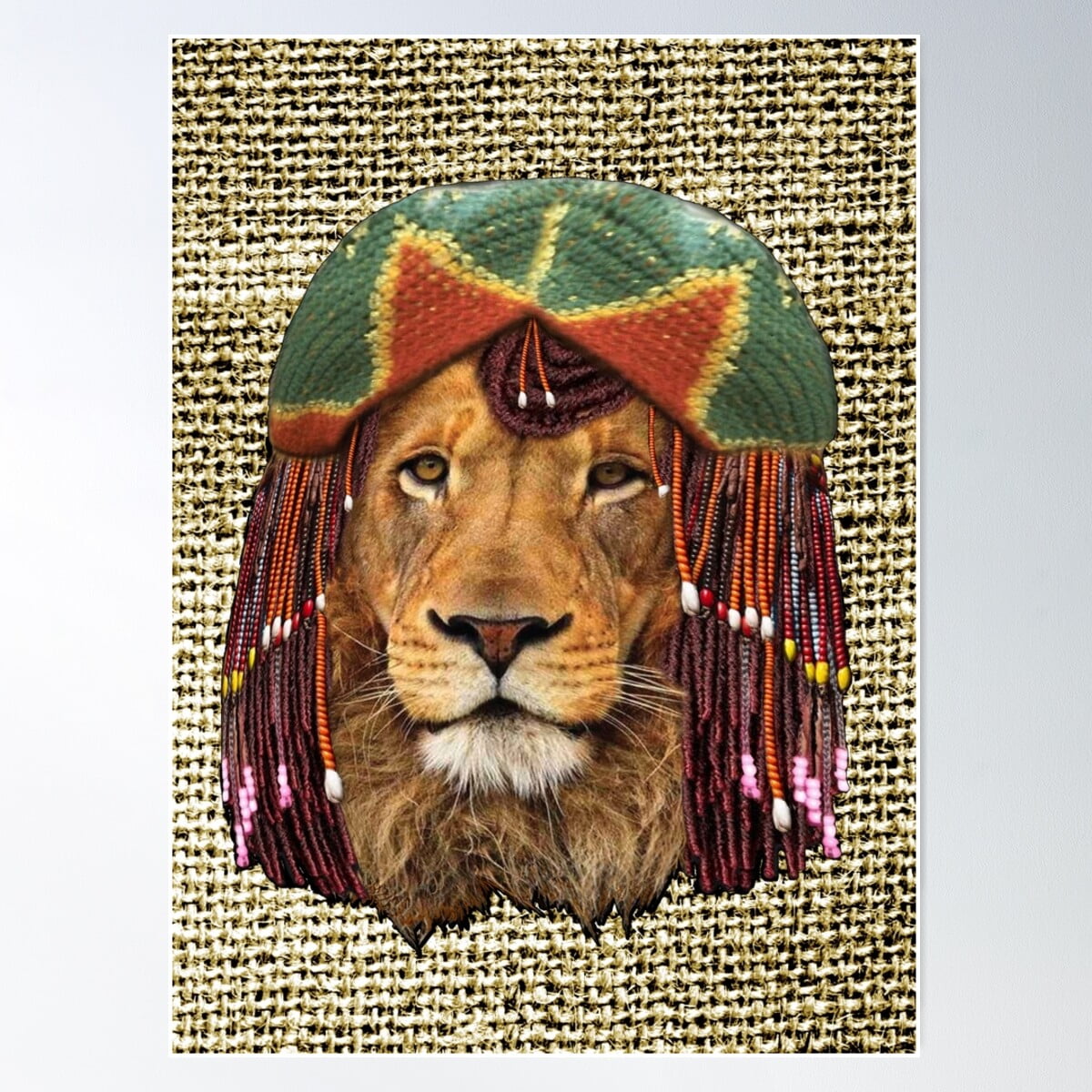 Rastafarian-Wildlife Lion Humor Design Poster Wall Art, Modern Wall ...