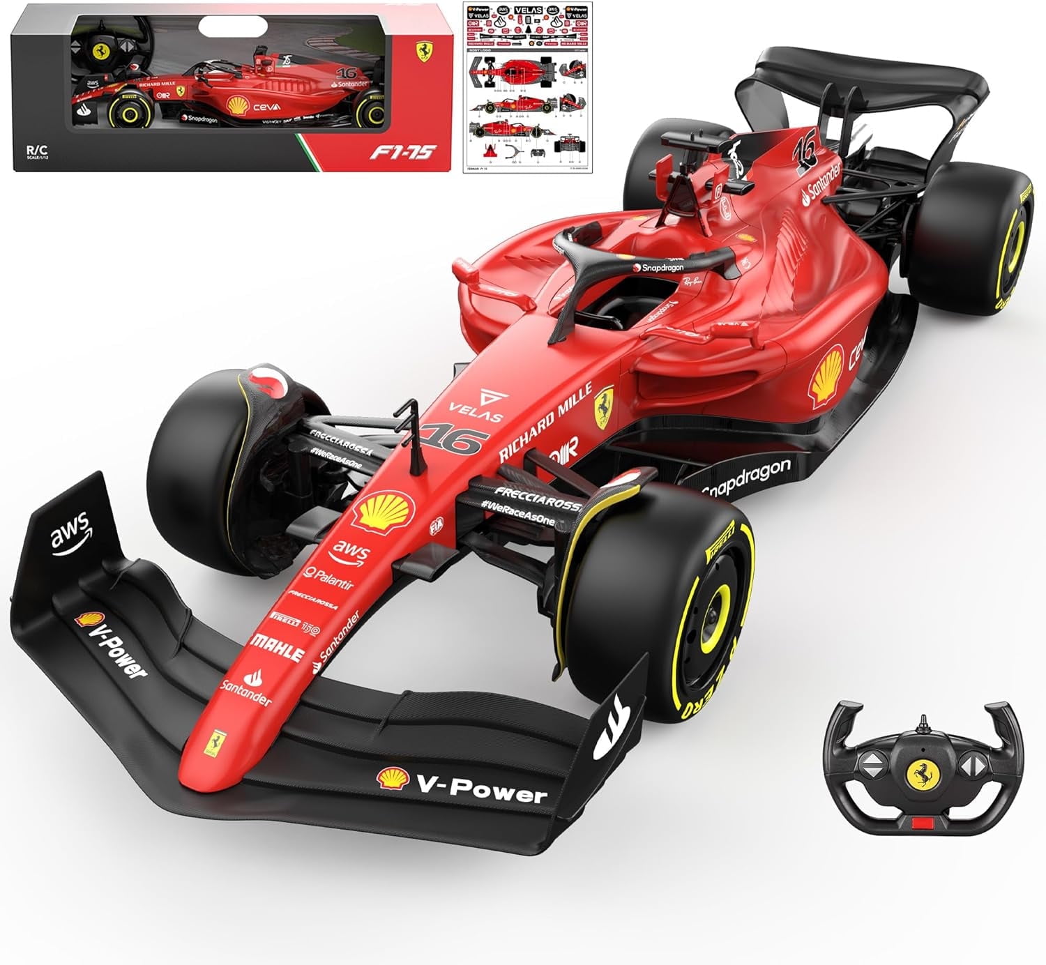 Free Shipping! Rastar 1/12 Scale 2.4Ghz Ferrari F1-75 Officially ...