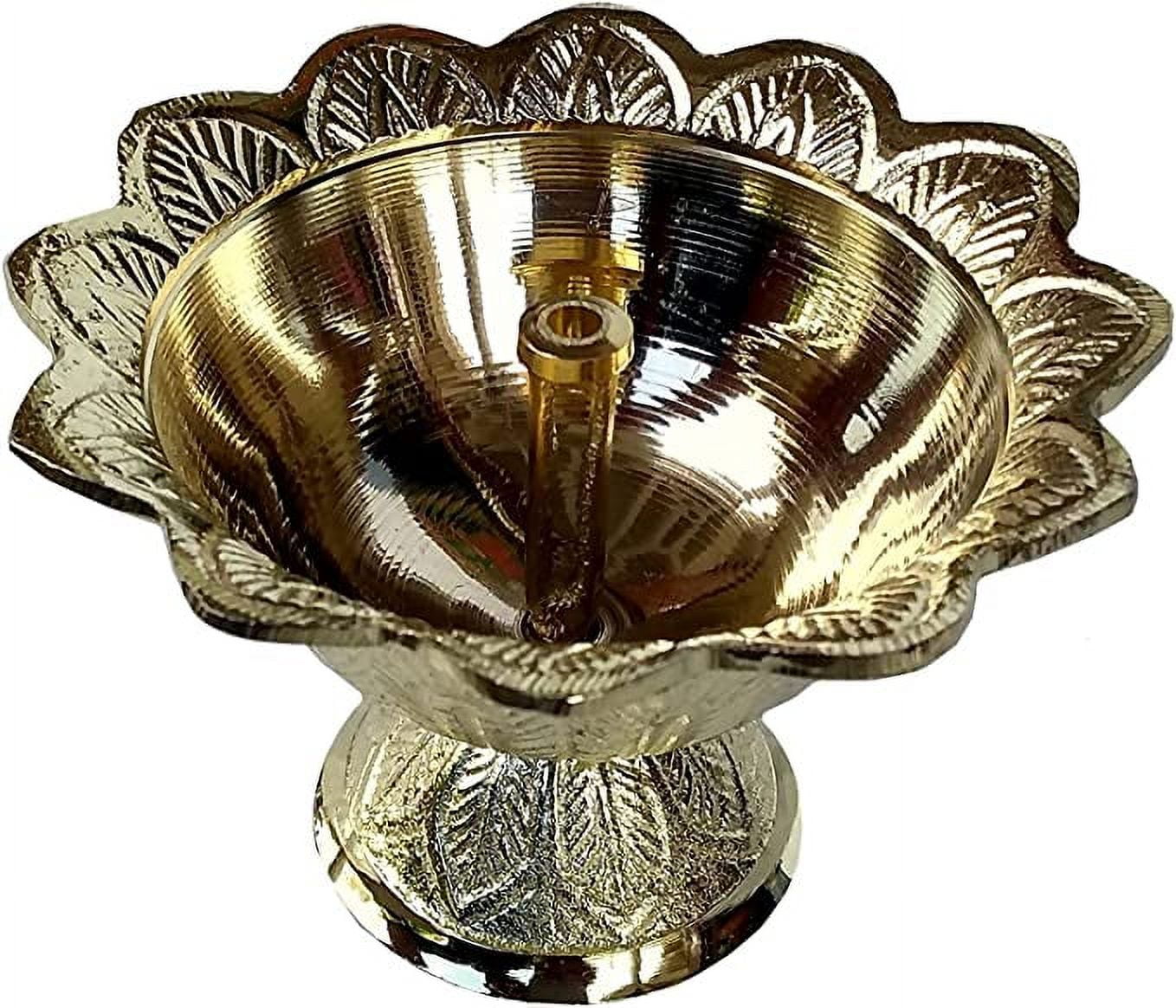 Rastogi Handicrafts Indian Hindu Pooja Brass Deepak Diya Oil Lamp Size ...