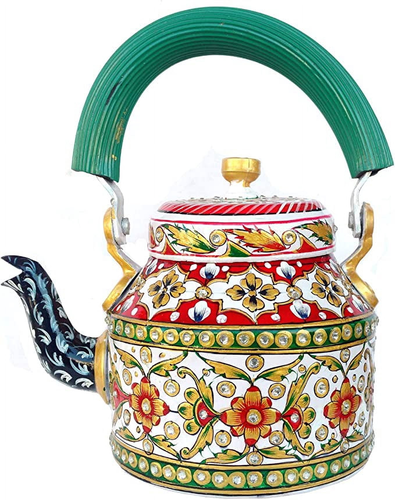 Rastogi Handicrafts White hand Painted Teapot Cattle Marble looking ...