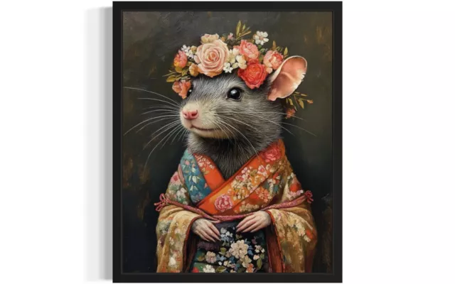 Rat Animal With Flower Bathroom Art Print Poster Wall Art Painting NO ...