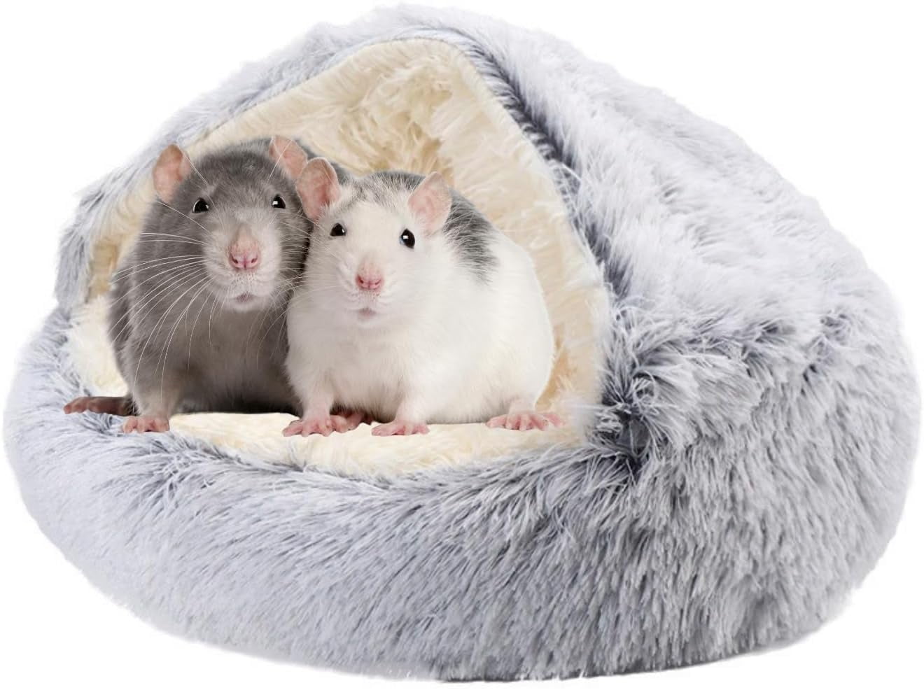 Rat Bed Cave - Long Plush Fluffy Bed Winter Warm Hideout Hooded Calming ...