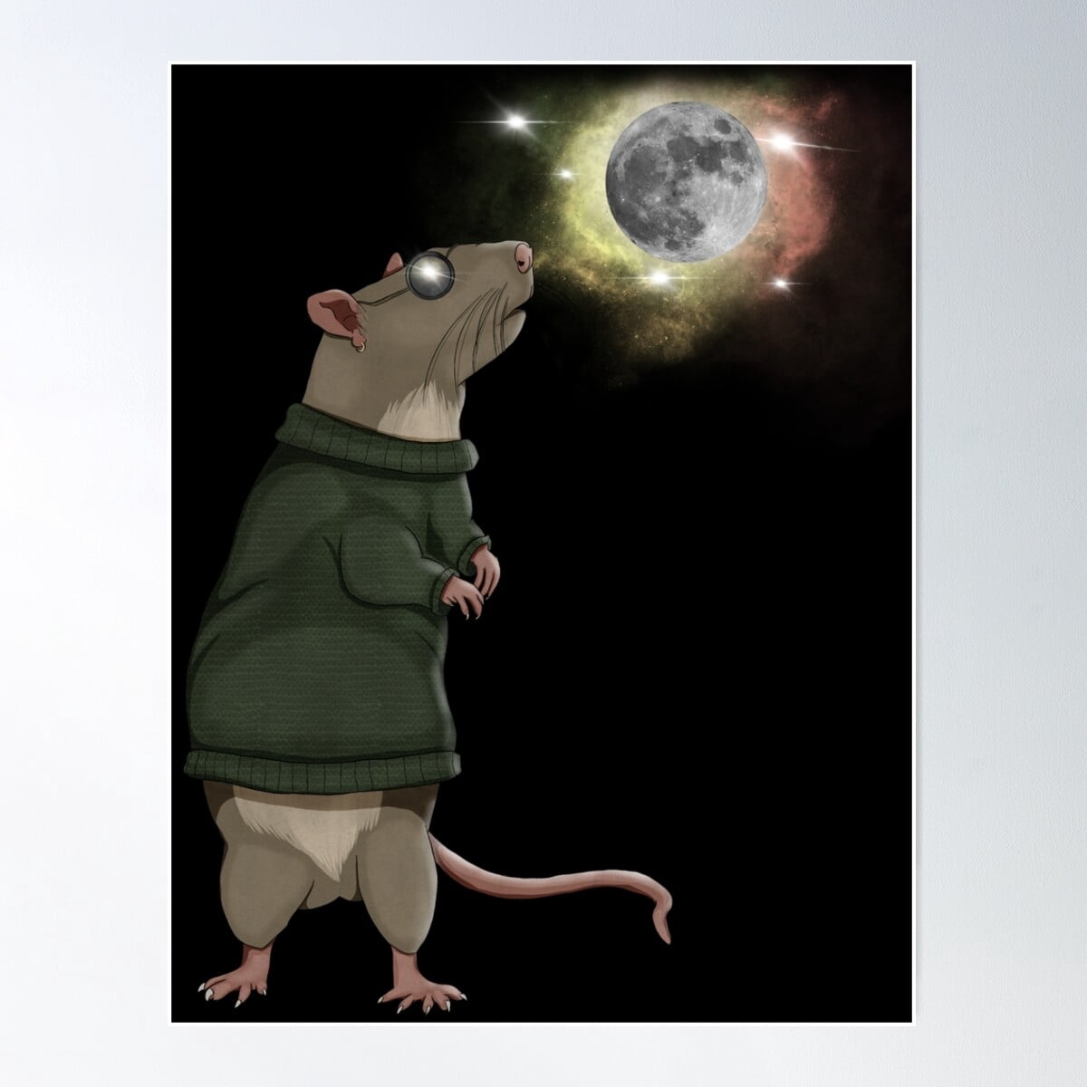 Rat Boy And The Moon Poster Wall Art, Modern Wall Decor For Living Room ...