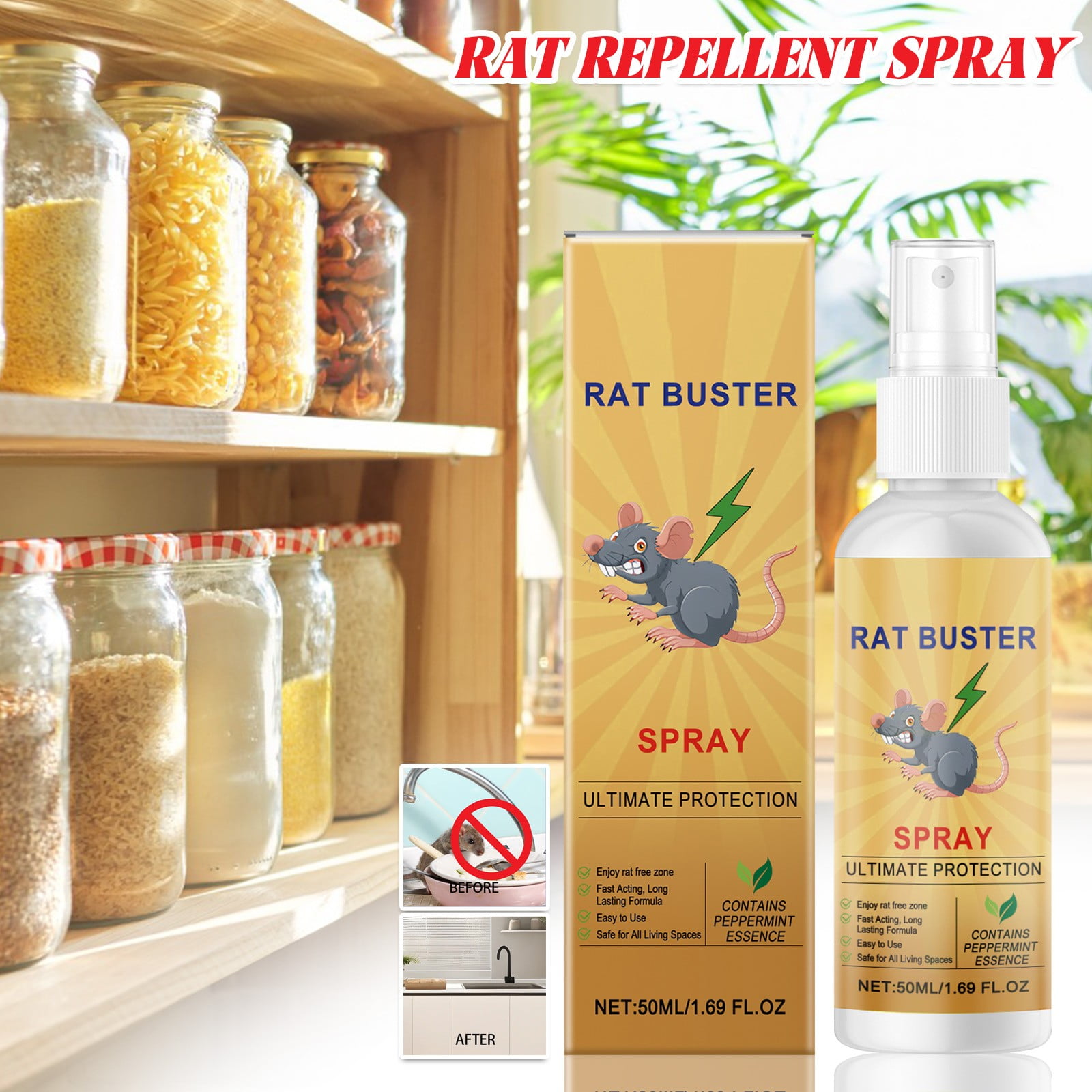 Rat Buster Spray Plant Based Roden Ultimate Protection with Peppermint ...