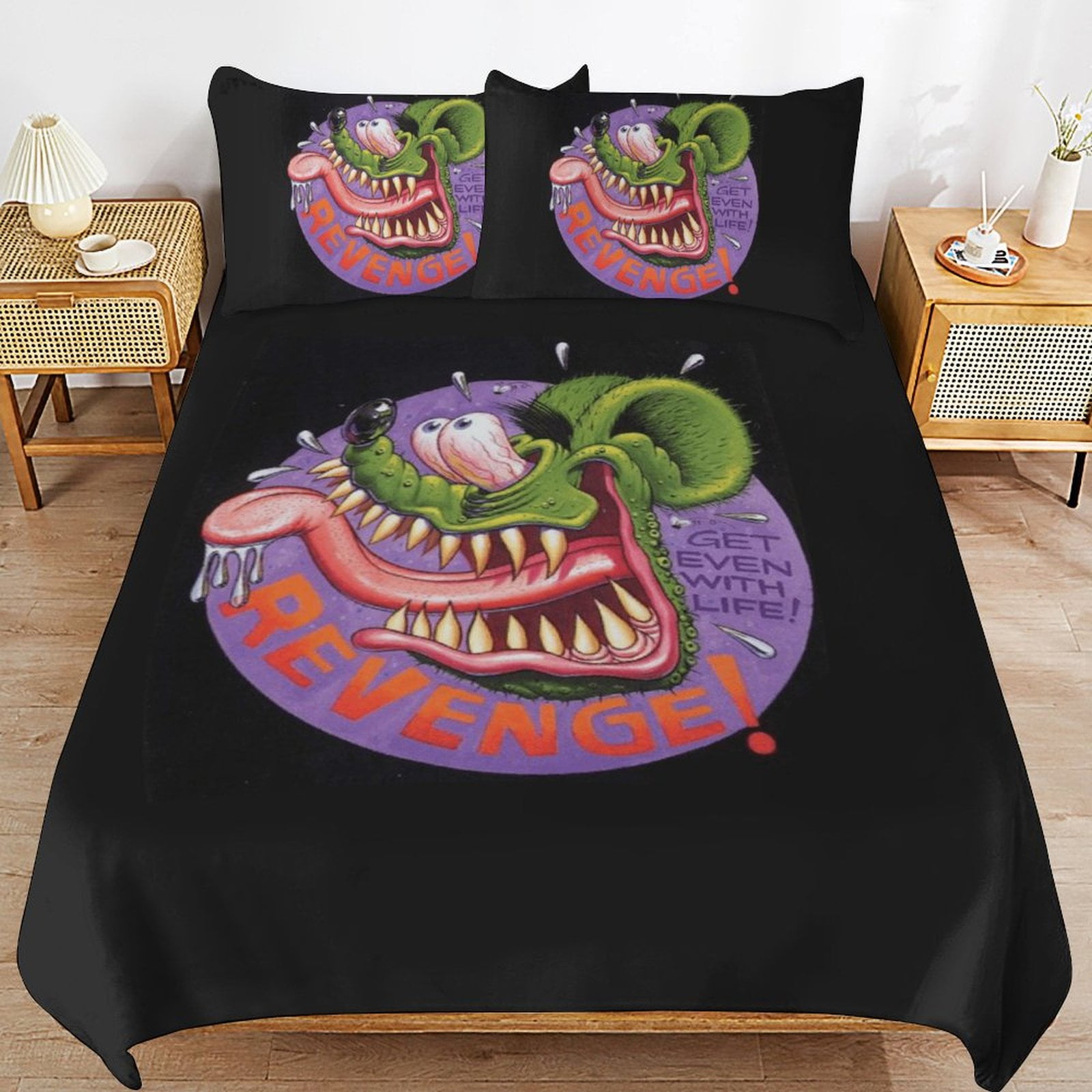 Rat Fink Bed Duvet Cover Microfiber Bedding Sets 3D Printed Lightweight ...