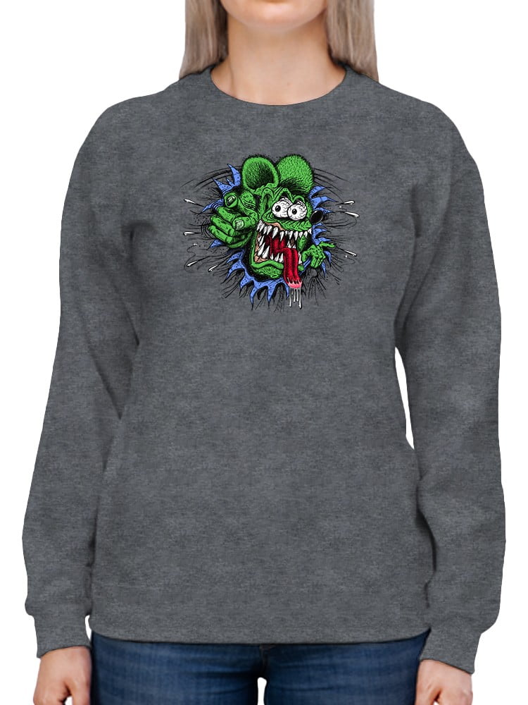 Rat Fink Creepy Rat Face Sweatshirt Women -T-Line Designs, Female Small ...
