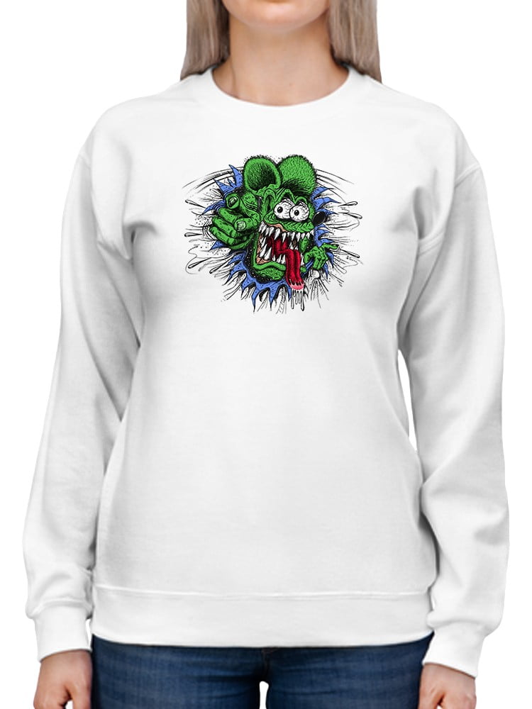Rat Fink Creepy Rat Face Sweatshirt Women -T-Line Designs, Female Small ...