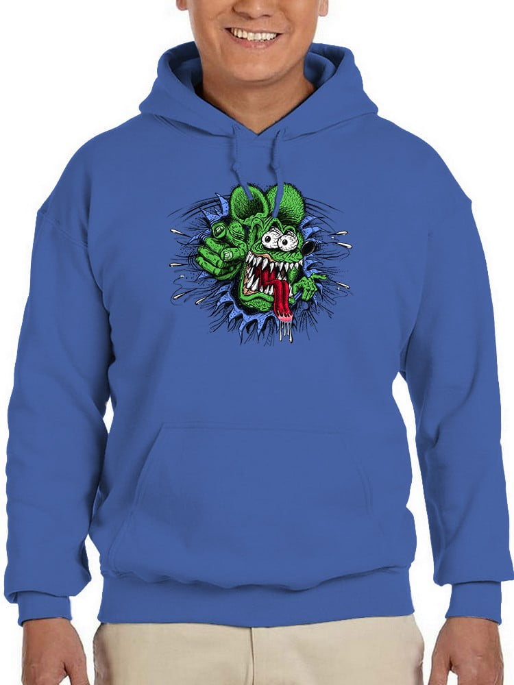 Rat Fink Face Through Hole Hoodie Men -T-Line Designs, Male 3X-Large ...