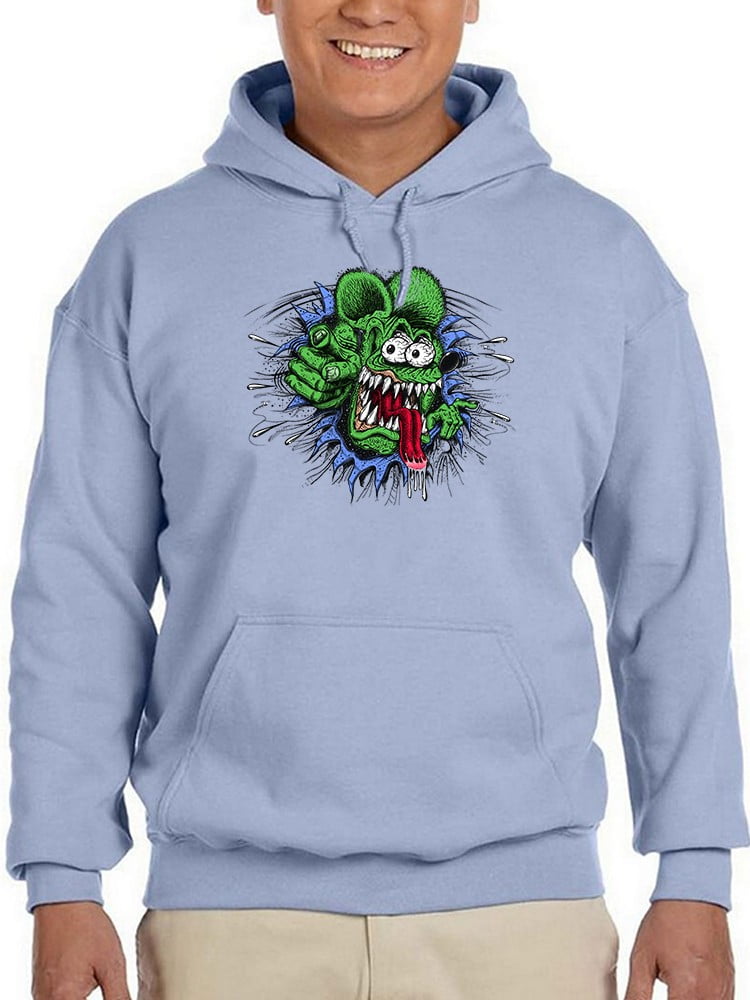 Rat Fink Face Through Hole Hoodie Men -T-Line Designs, Male Medium ...