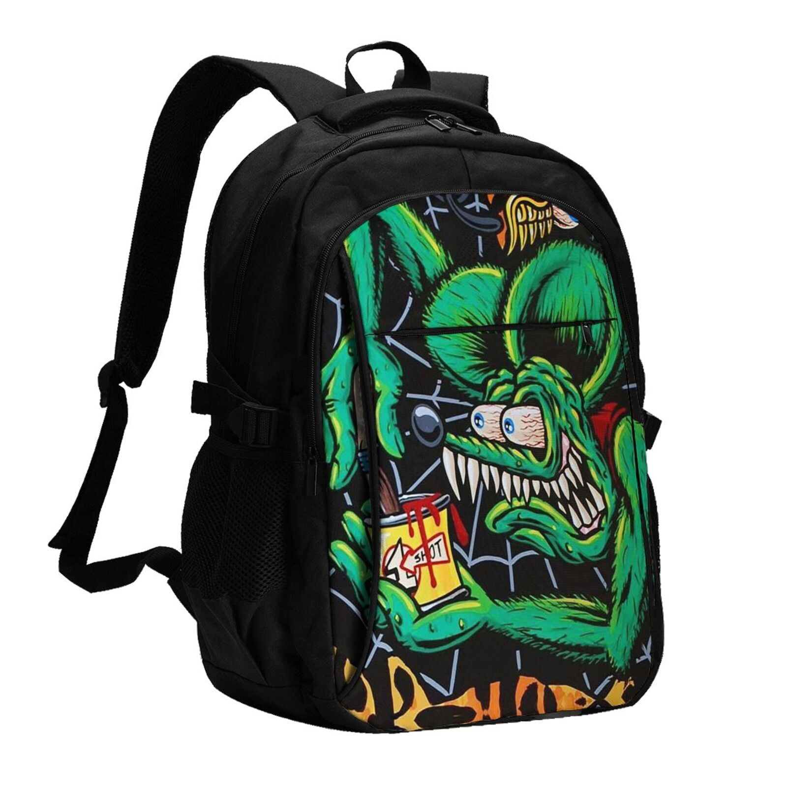 Rat Fink Monster Laptop Backpack with USB Charging Port Shoulders Bag ...