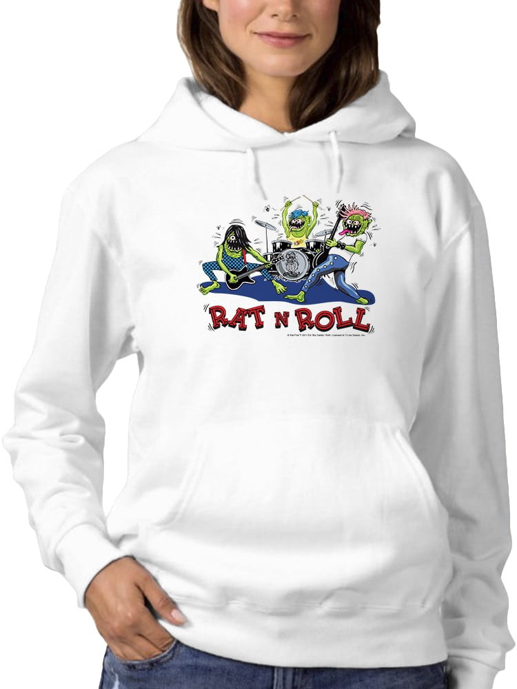 Rat Fink Rat N Roll Band Hoodie Women -T-Line Designs, Female Large ...