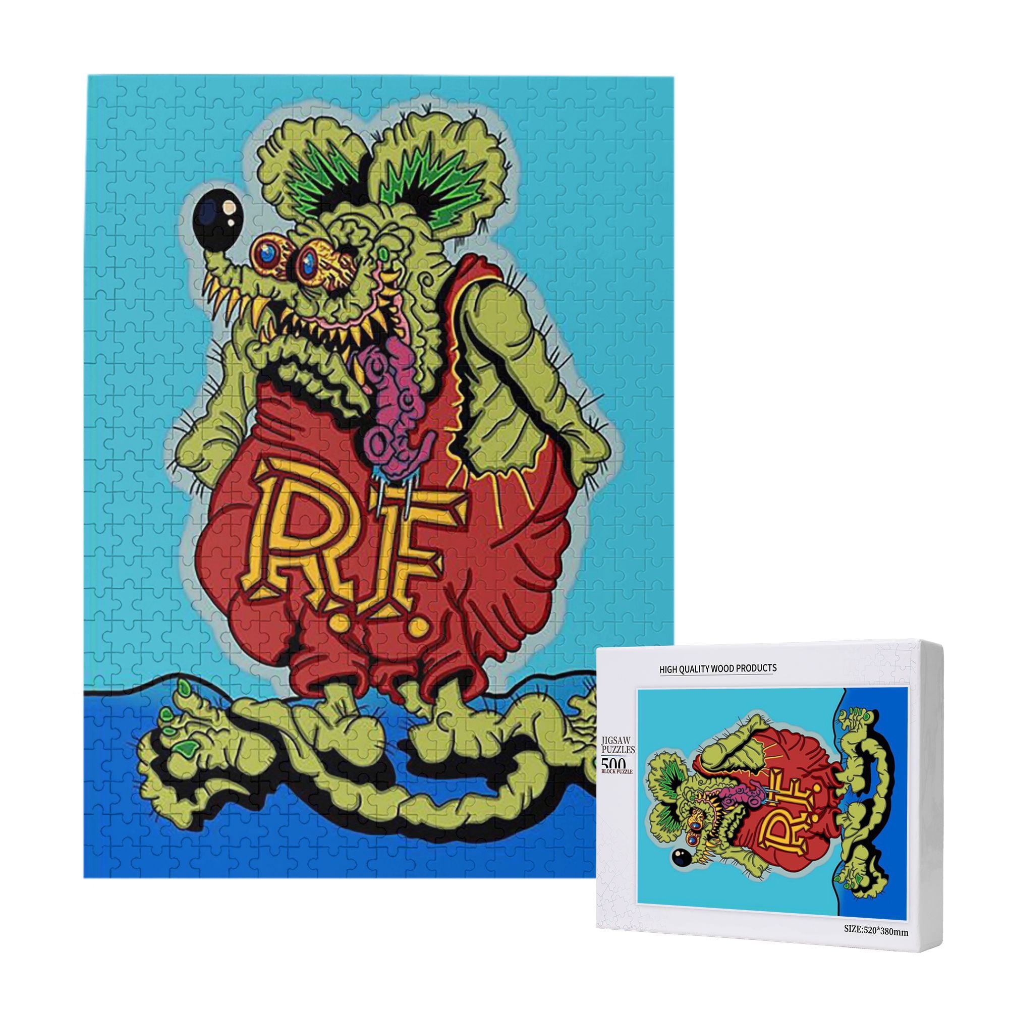 Rat Fink Wooden Jigsaw Puzzle for Adults 500 Piece Puzzle Thick Sturdy ...