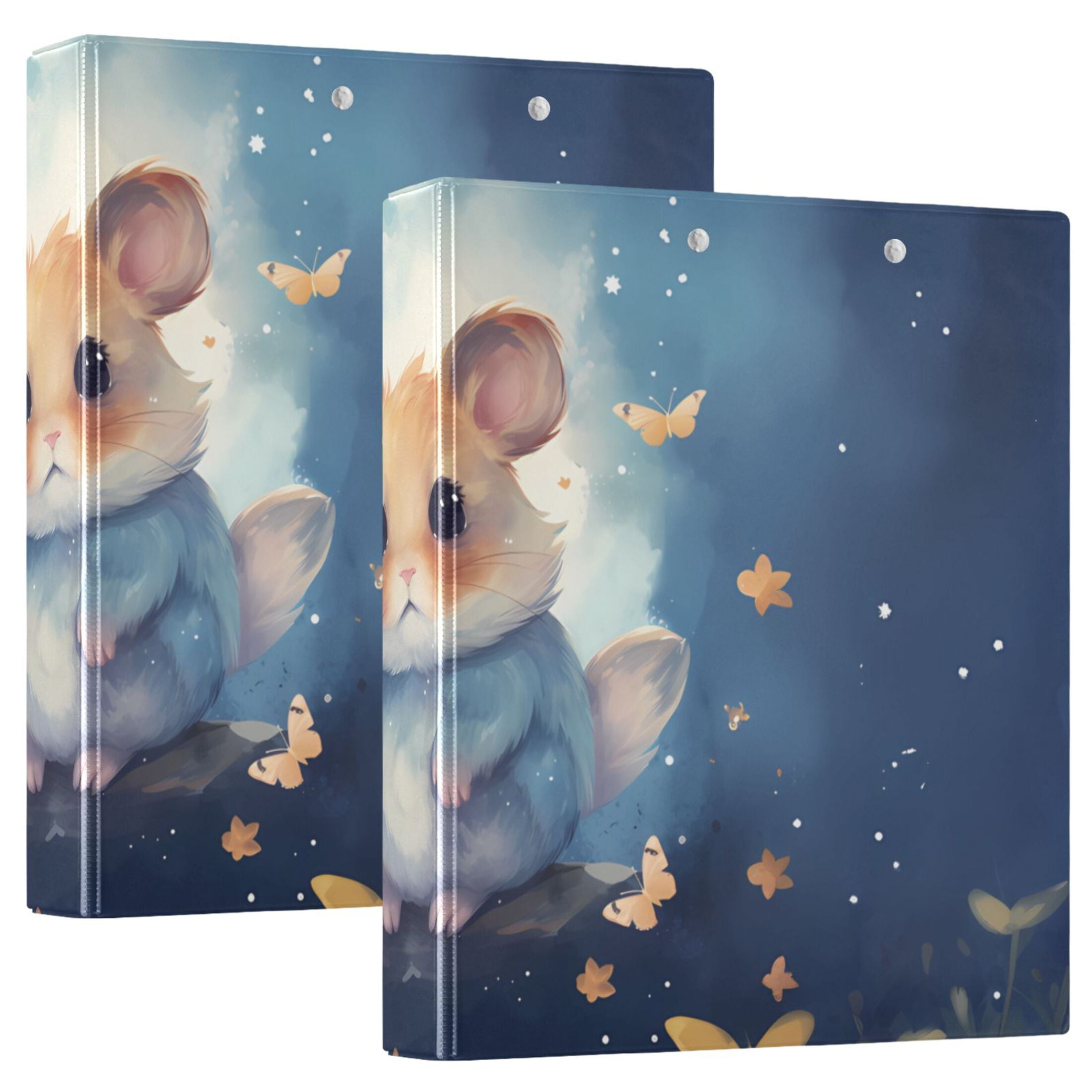 Rat Mouse Flowers Sky 3 Ring Binders 1.5 inch Hardcover File Folders with Interior Pockets A4 ...