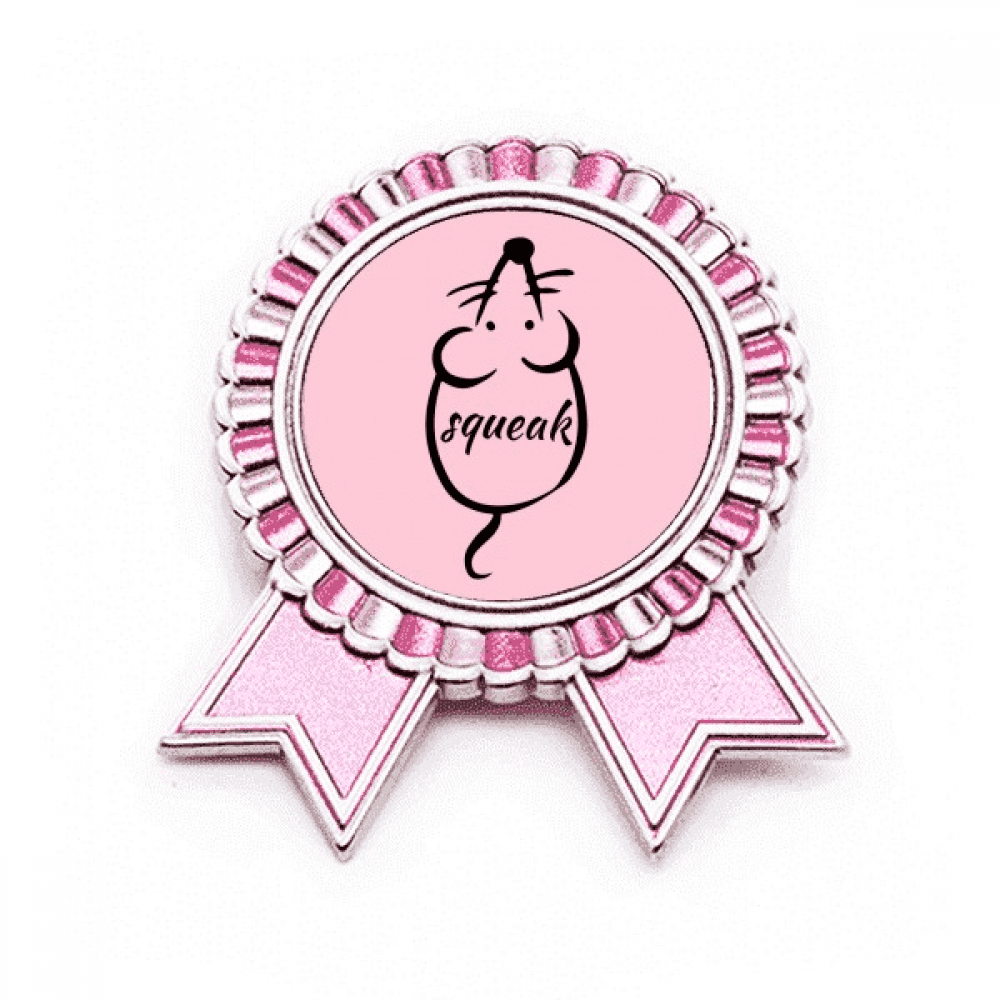 Rat Mouse Squeak Stick Drawing Badge Brooch Pin Pink Winner Award Medal ...