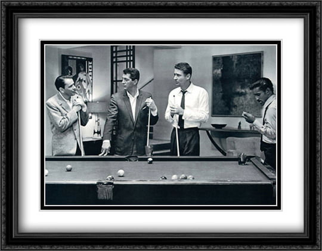 Rat Pack Playing Pool 36x28 Double Matted Large Black Ornate Framed ...