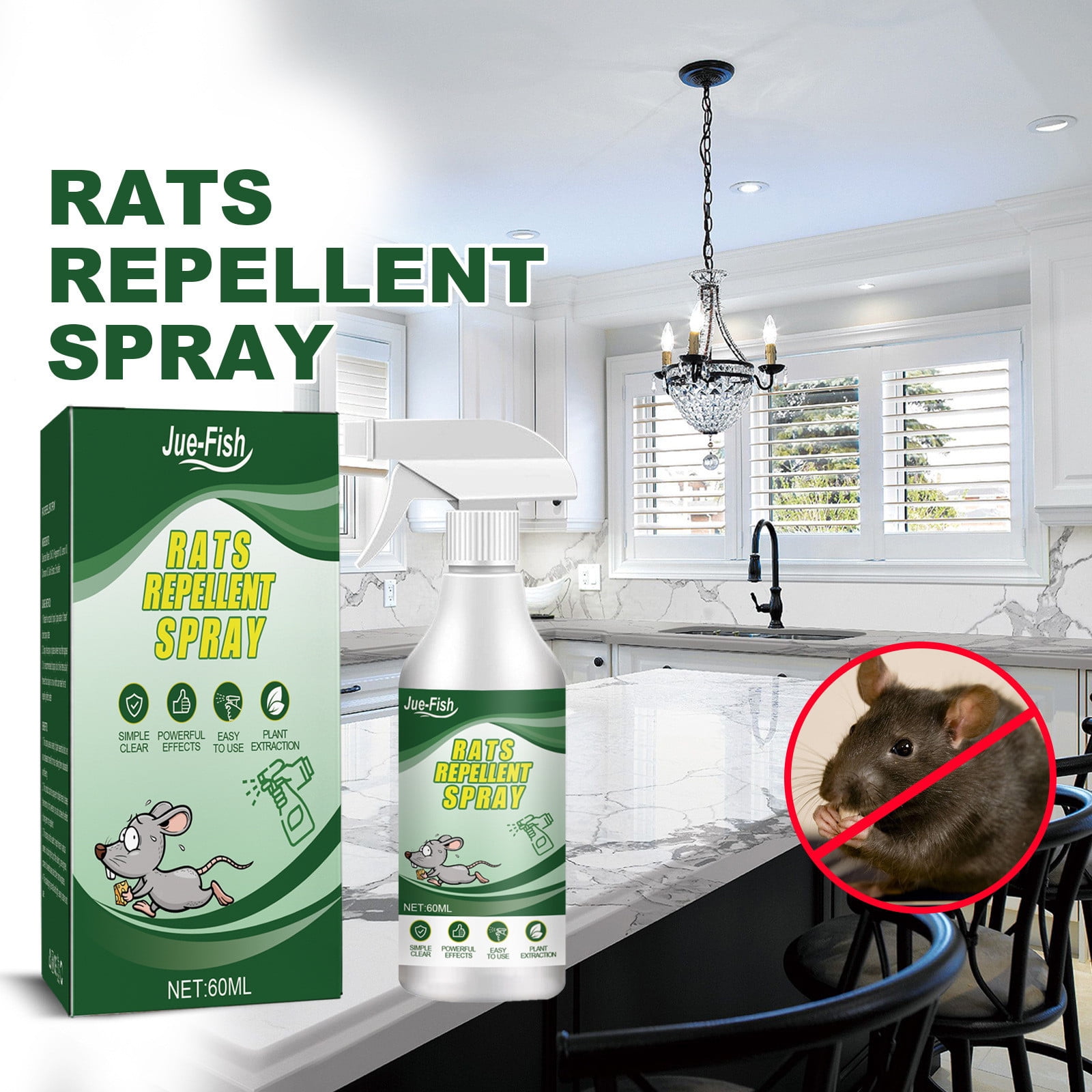 Rat Repellent Spray, Powerful Indoor & Automotive Protection, Safe for ...