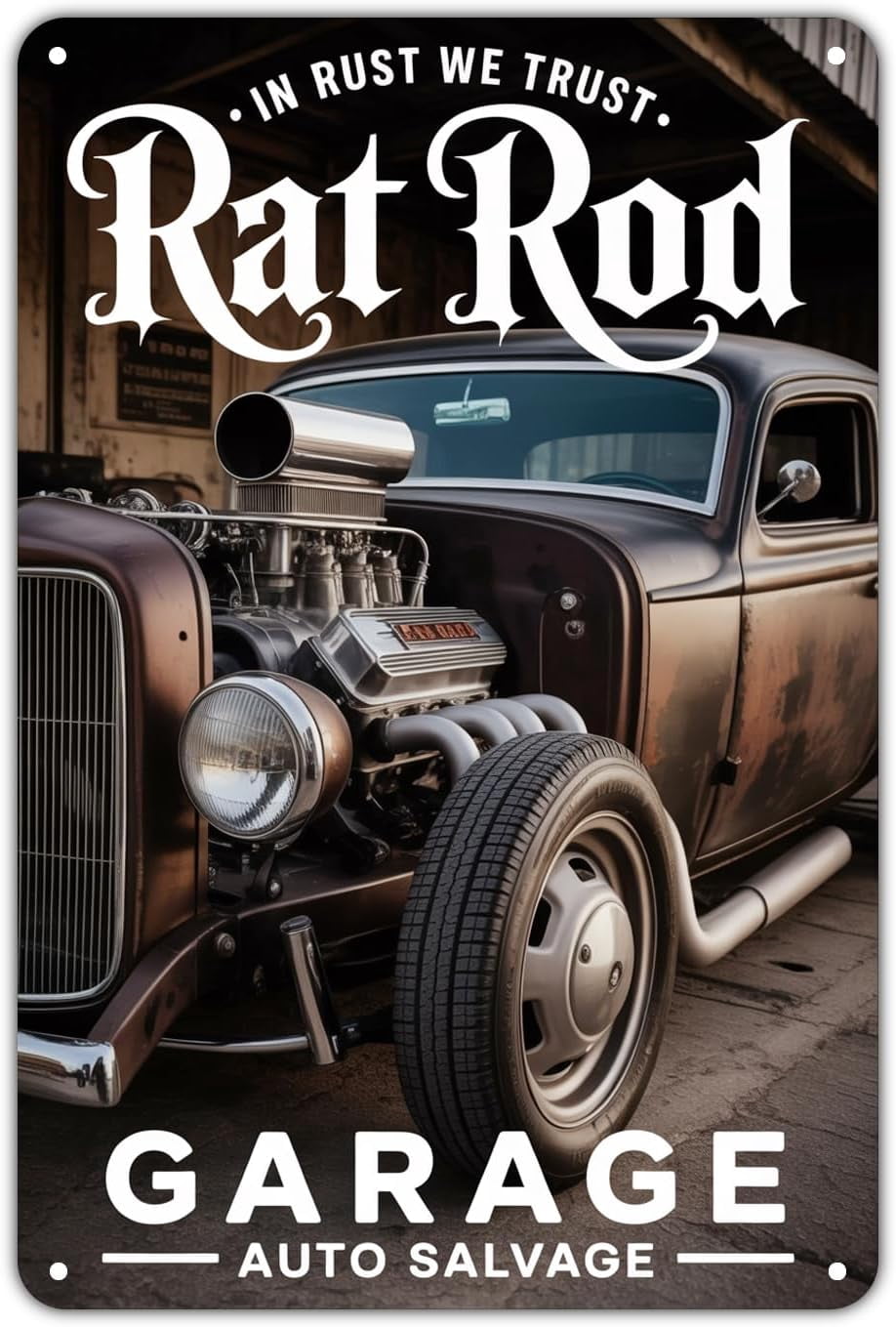 Rat Rod Garage Auto Salvage Rat Rod Car tin sign Vintage Hot Rod Metal ...