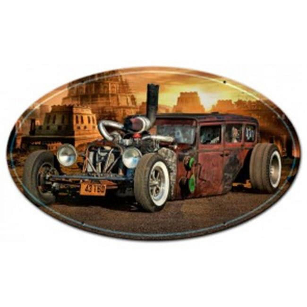 Rat Rod Studios RRS030 12 x 6 in. Rat Rod City Oval Metal Sign ...