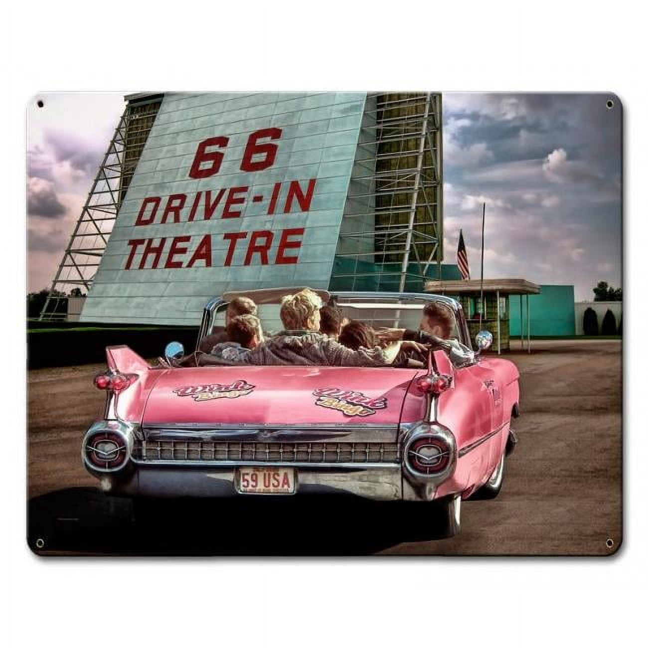 Rat Rod Studios RRS033 18 x 12 in. 66 Drive in Theatre Satin Metal Sign ...