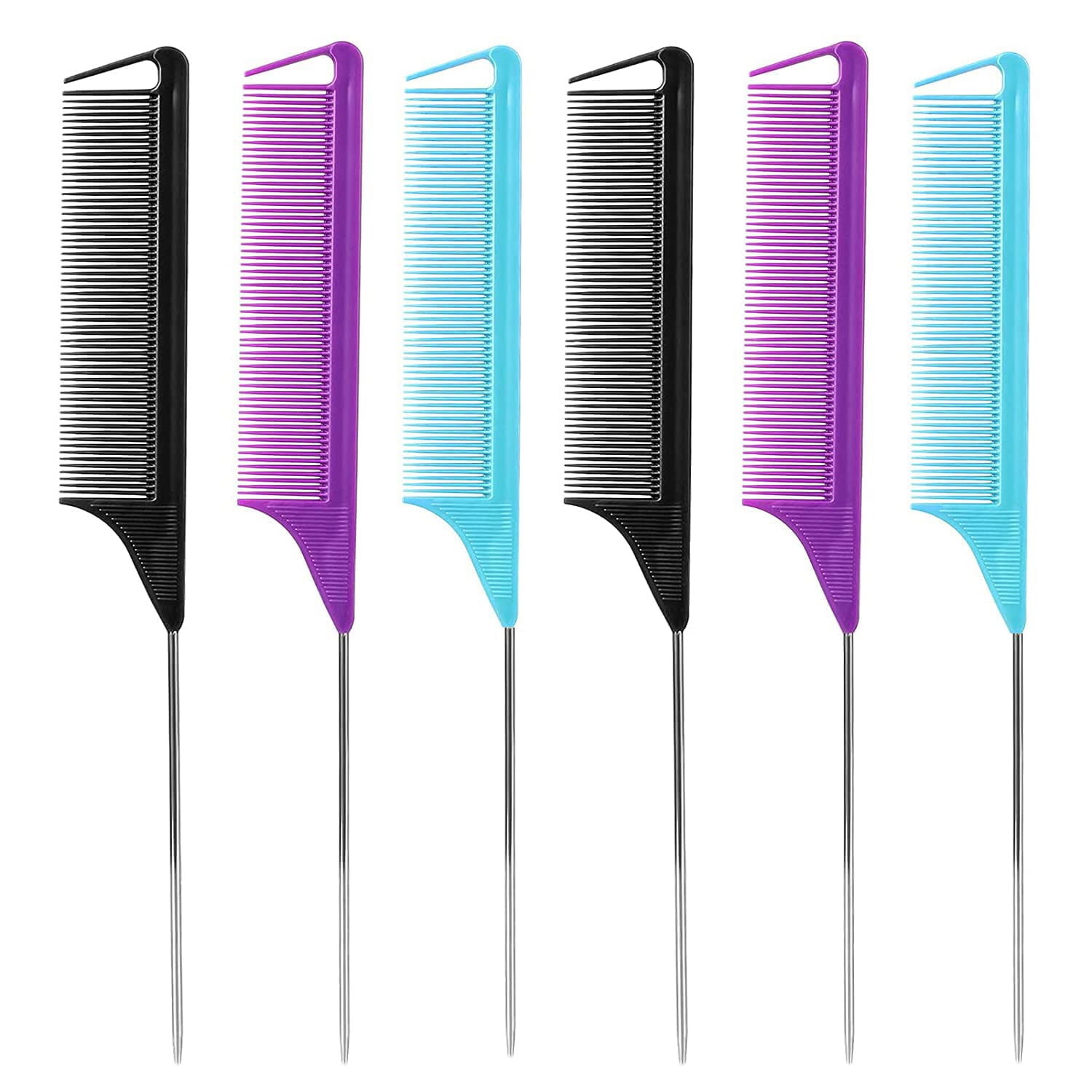 Rat Tail Combs Parting Comb: 6Pcs Rat Tail Combs, Metal Tail Comb,Steel ...