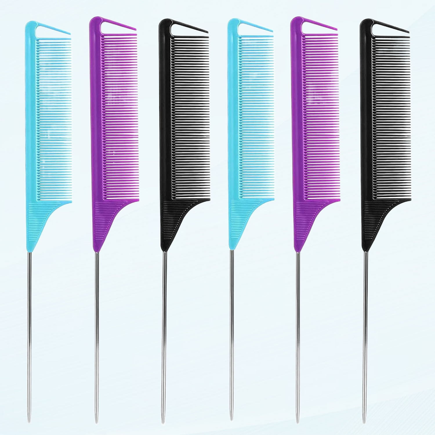 Rat Tail Split Comb: 6Pcs Rat Tail Comb, Metal Tail Comb, Steel Pin Rat ...