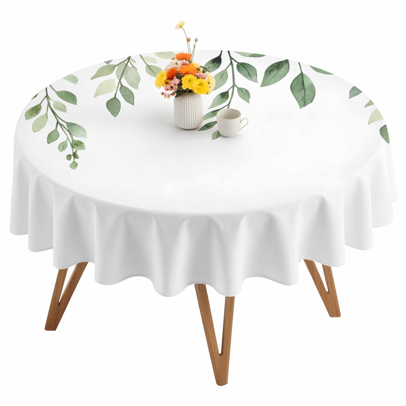 Rat Tailings Round Tablecloth 54 inches Green Plants Leaf Farmhouse ...