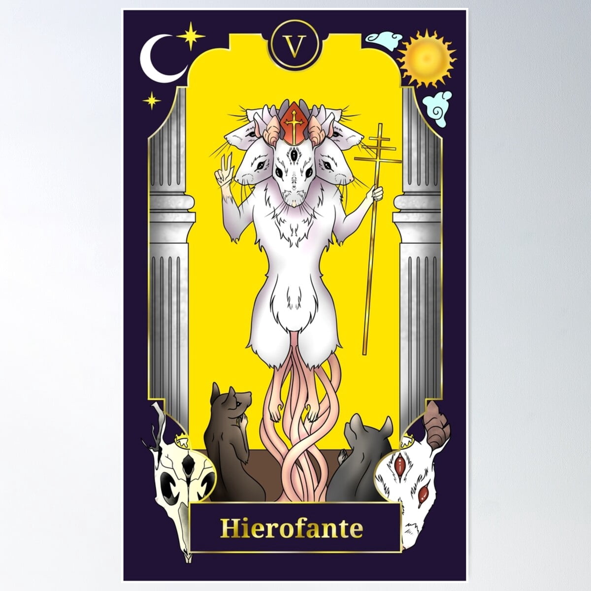 Rat Tarot - The Hierophant Poster Wall Art, Modern Wall Decor For ...