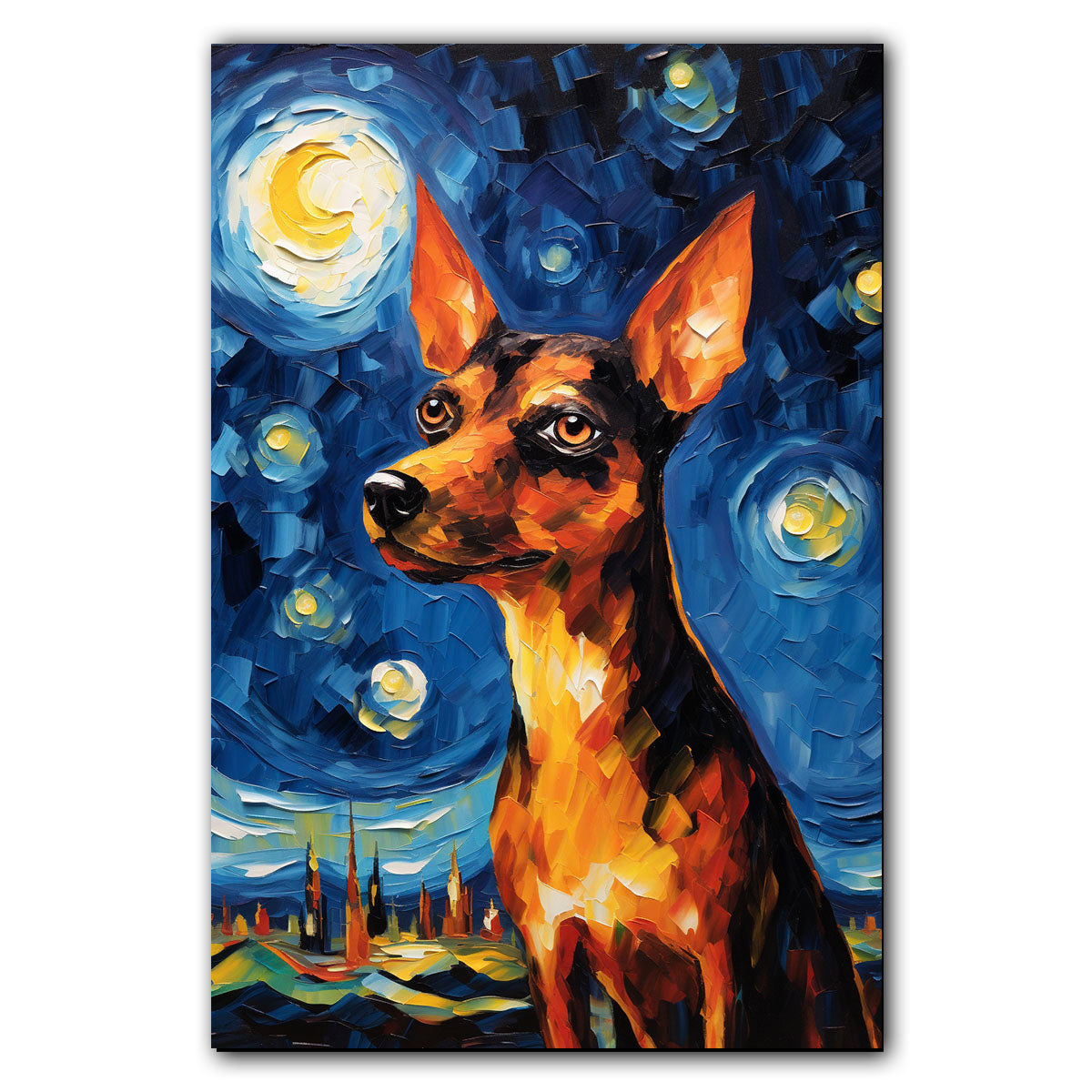 Rat Terrier Dog Unframed Starry Night Van Gogh Inspired Dog Pet Family ...