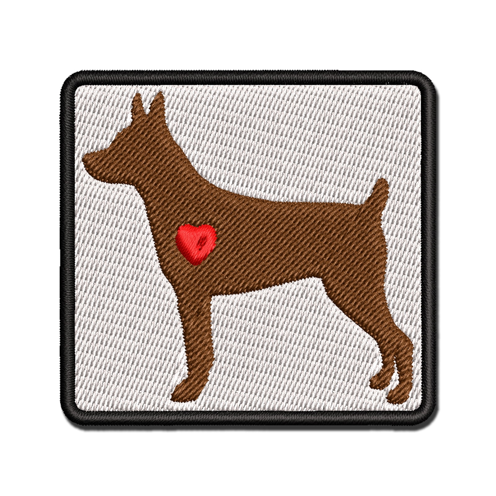 Rat Terrier Dog with Heart Applique Multi-Color Embroidered Iron-On ...