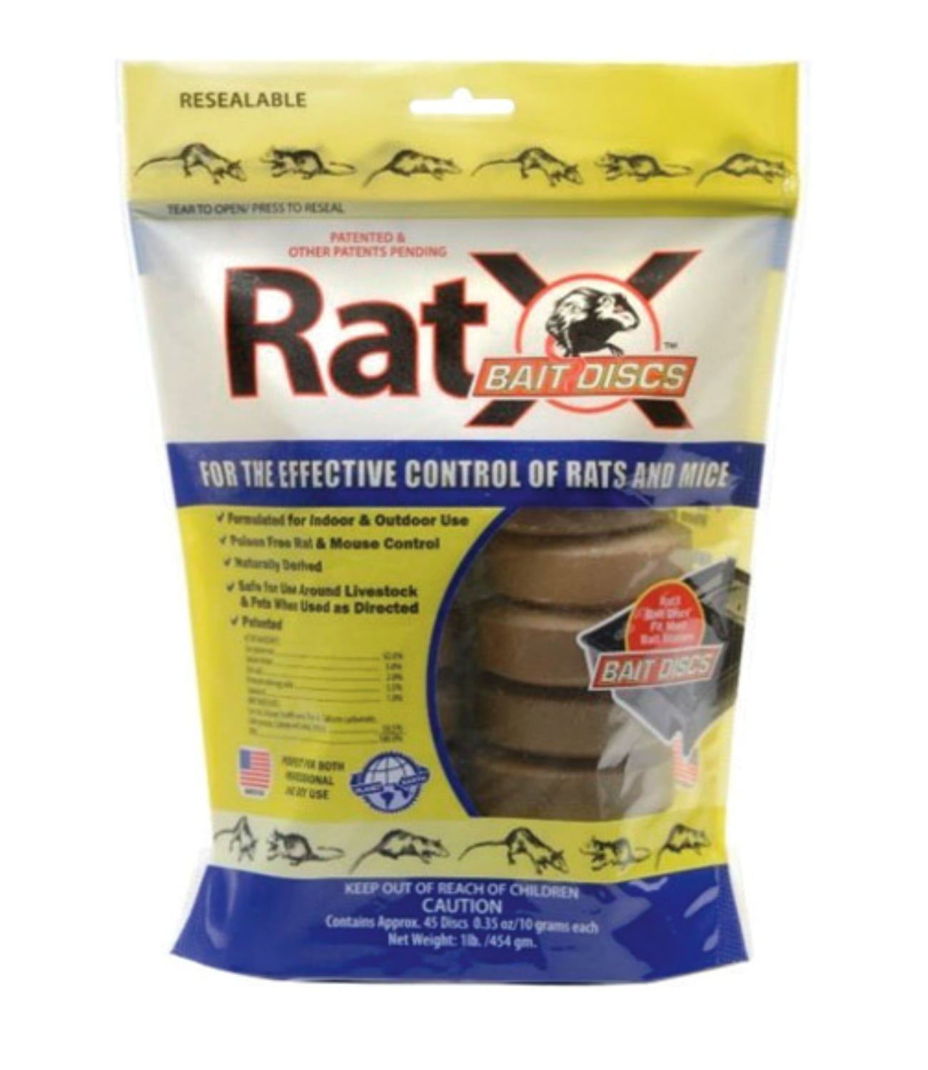 EcoClear Products RatX Bait Pellets for Mice and Rats, 1 lb, Indoor and ...