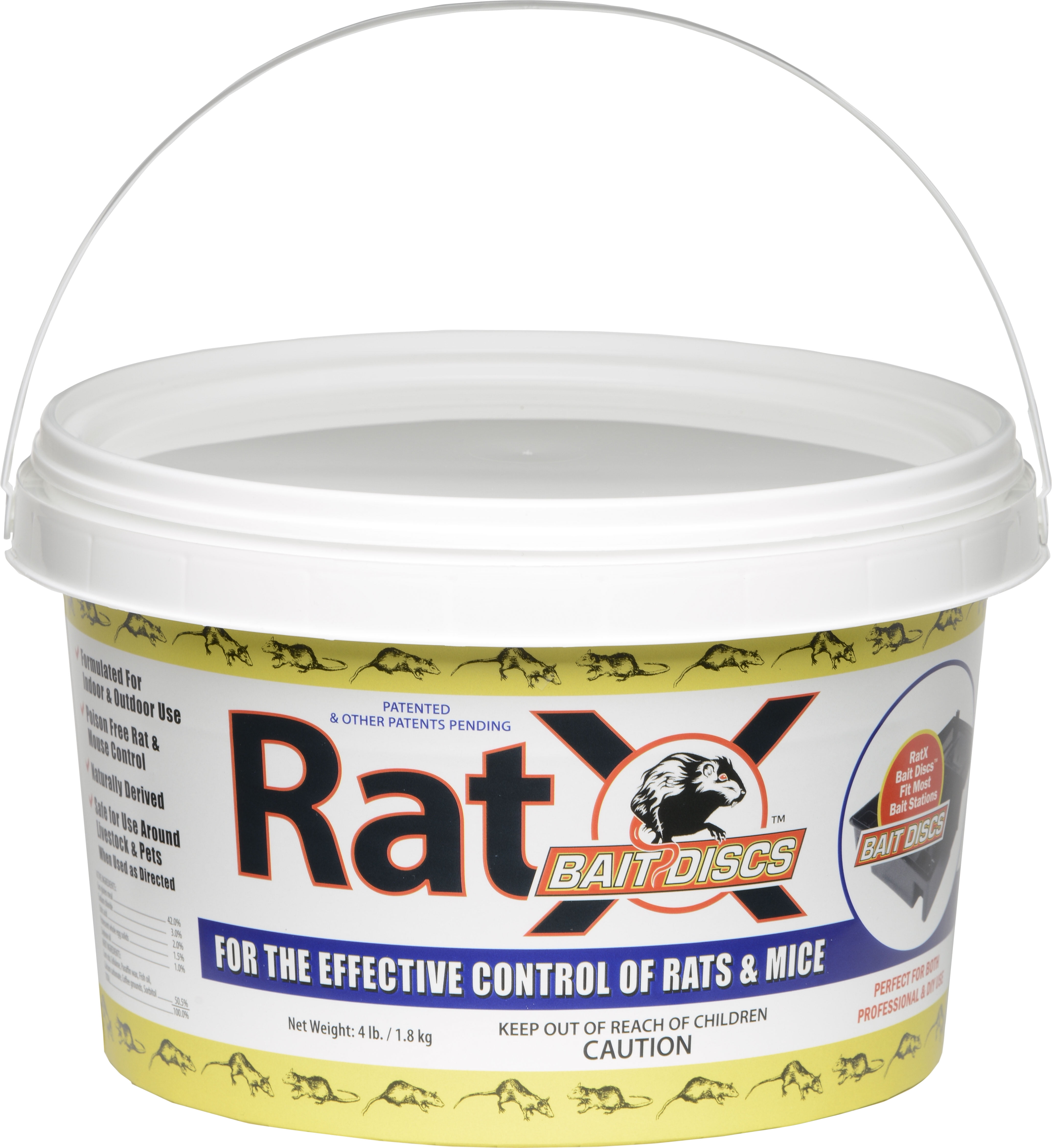 RatX Rodent Control Bait Discs, Rat and Mouse Killer, 4 Pound Bucket ...
