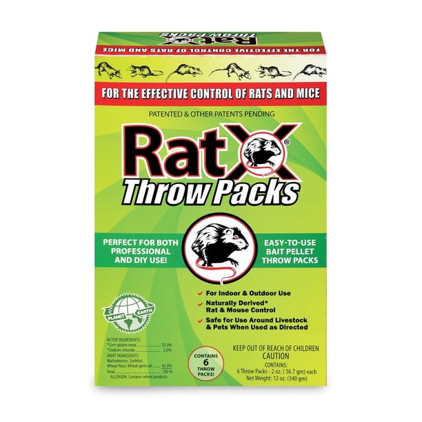 RatX Throw Packs Bait Pellets for Rats and Mice, Pack of 6-12oz ...