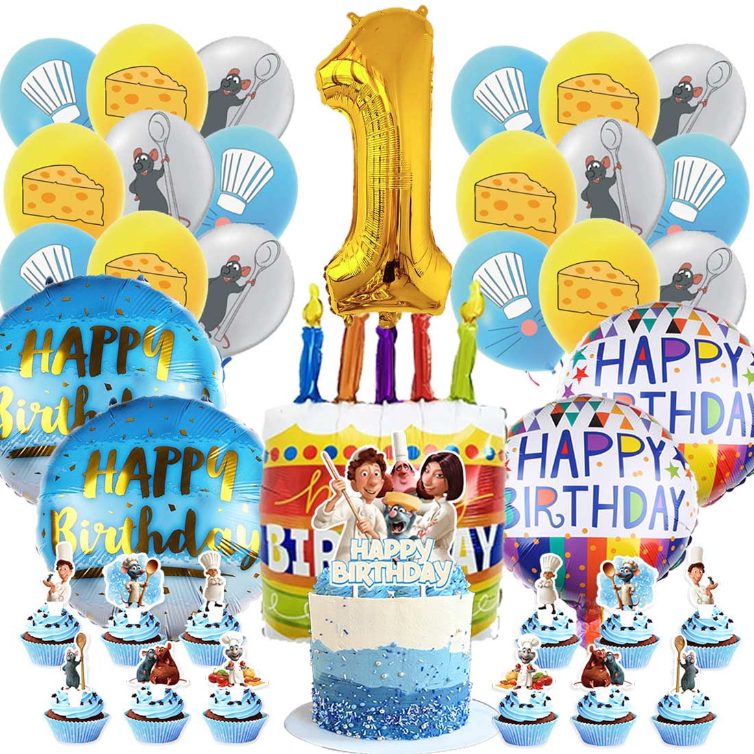 Ratatouille Party Supplies 1st Decor Kit Balloons Birthday Cake Topper ...