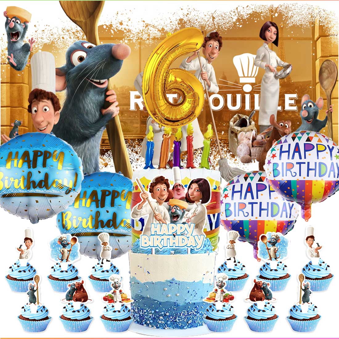 Ratatouille Party Supplies Decor 6th Kit Balloons Birthday Cake Topper ...