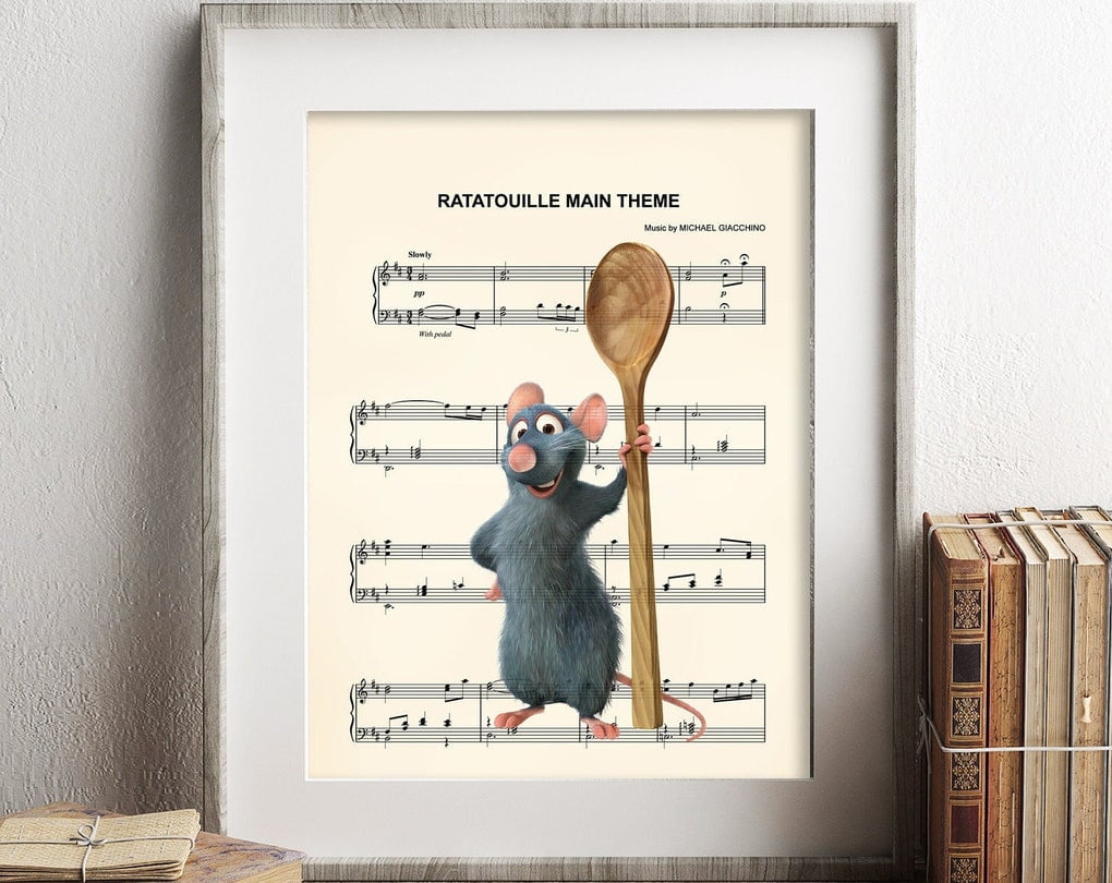 Ratatouille Remy Pixar Disney Sheet Music Art Print ,Decor For Living ...