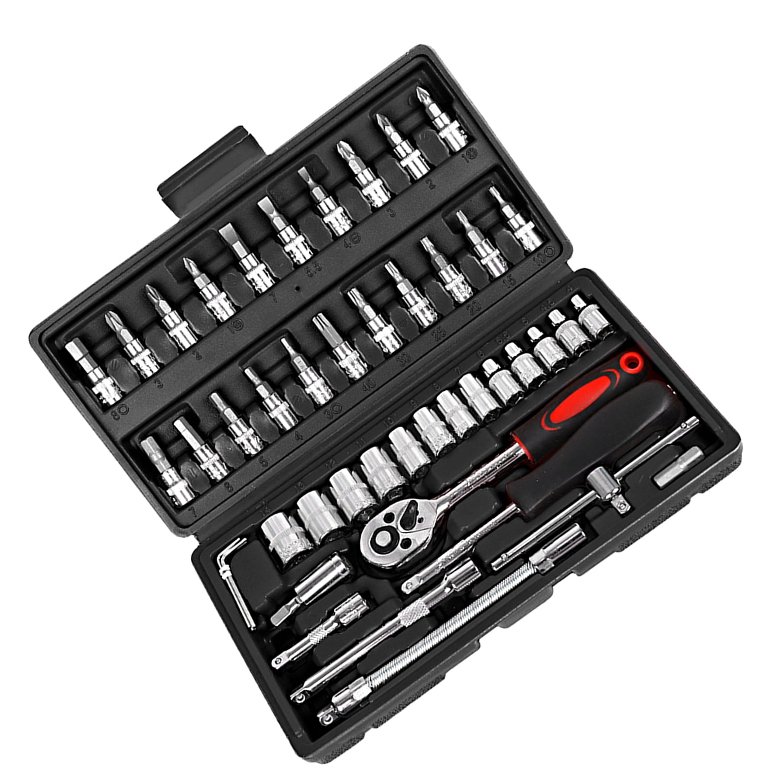 Ratchet 53pcs Ratchet Wrench & Socket Tools Set 1/4-inch Drive Screwdriver Repairing Kit ...