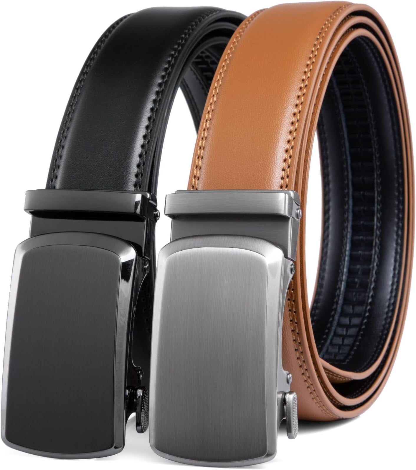 Ratchet Belt for men, leather belt 2 packs in Set Box Size Adjustable ...