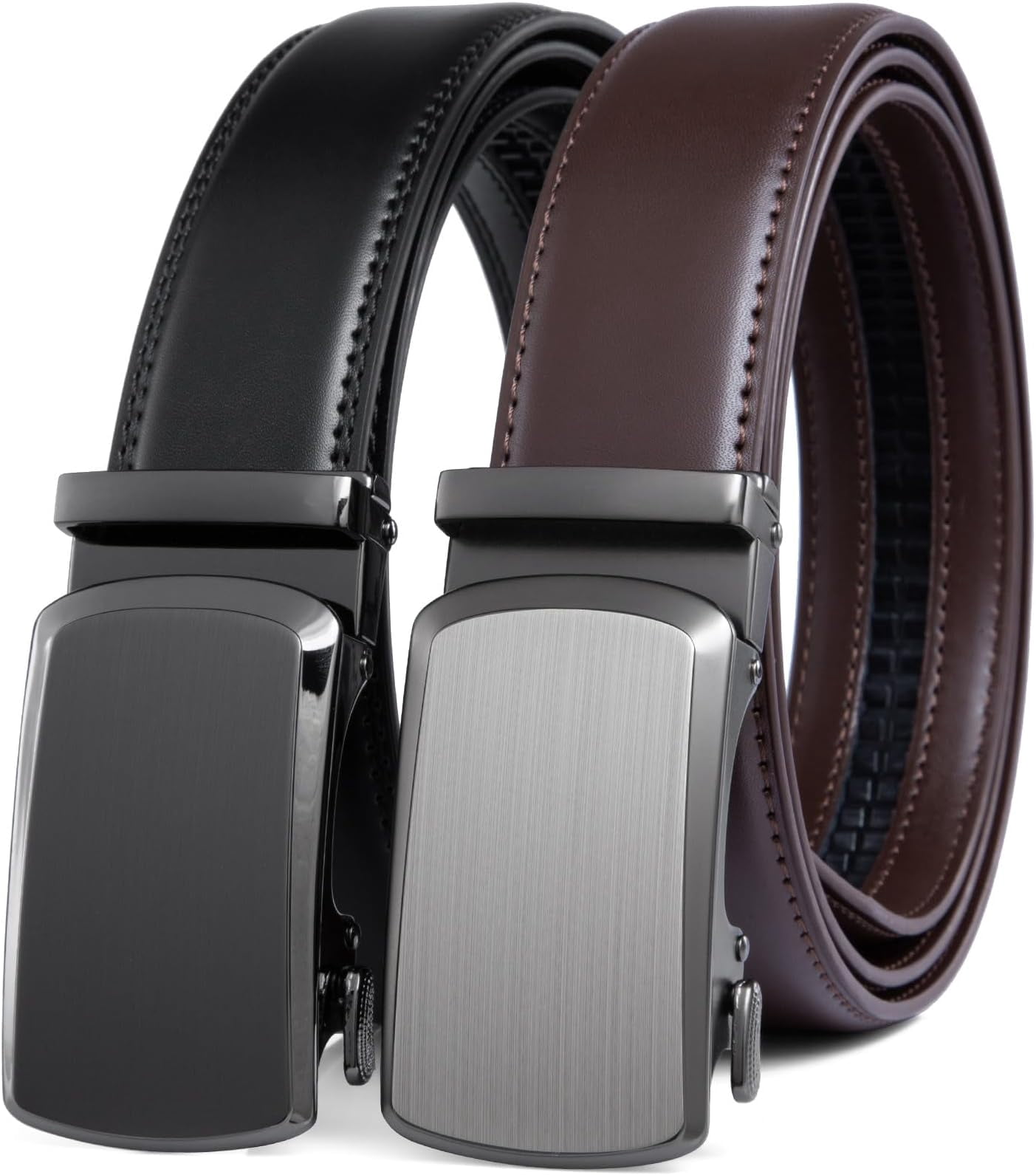 Ratchet Belt for men, leather belt 2 packs in Set Box Size Adjustable ...