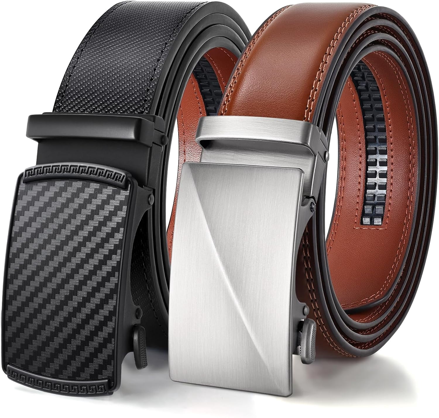Ratchet Belts for Men- 2- Men's Ratchet Adjustable Click Slide Belts ...
