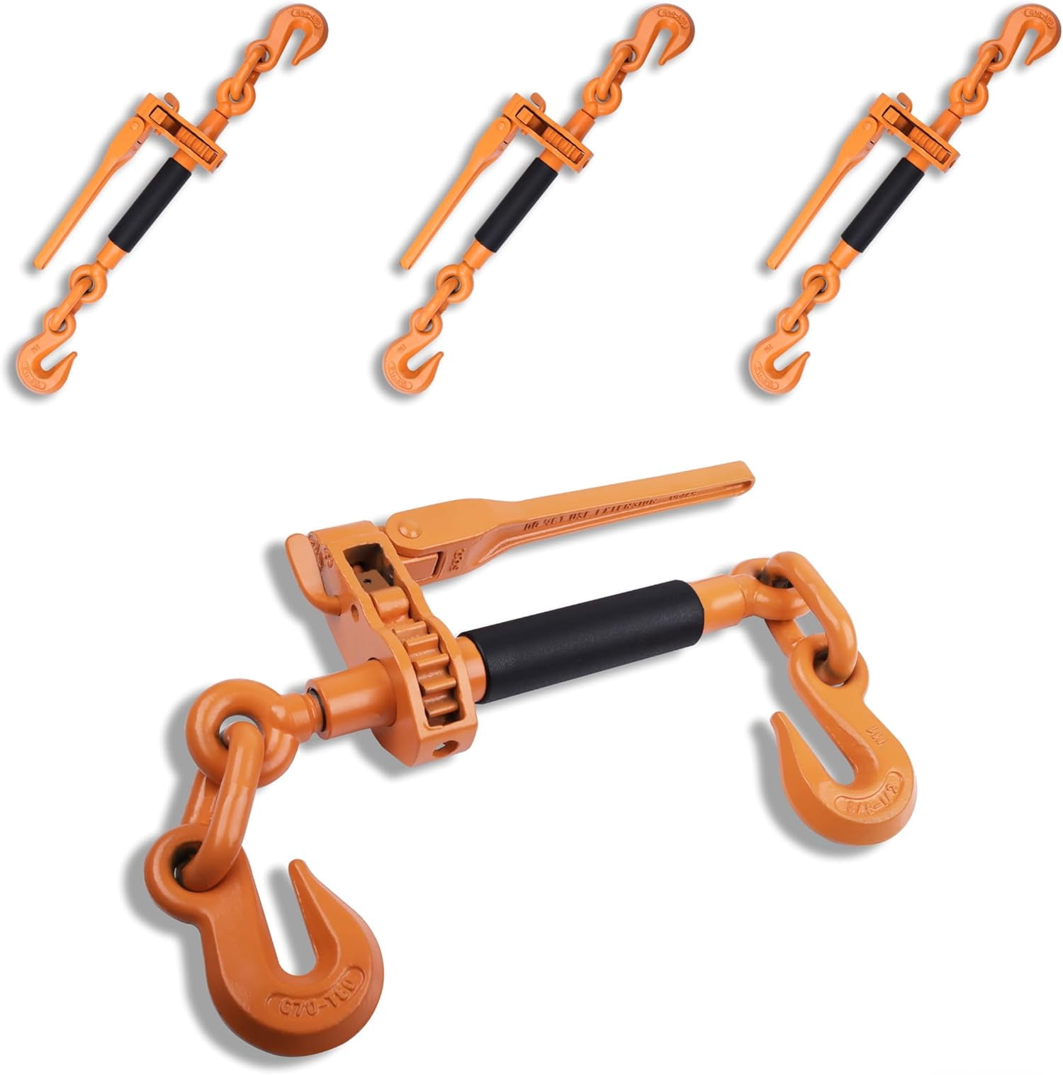 Ratchet Binder Plus Ratchet Chain Binder - 4 Pack Load Binder, 3/8" - 1 ...