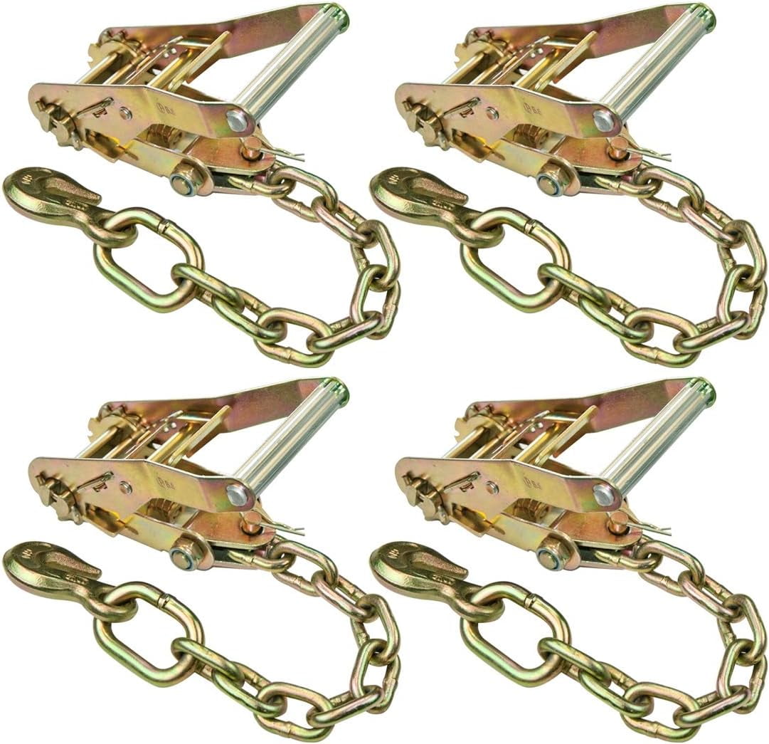 Ratchet Buckle - 2 Inch Wide Handle - Chain Tail and Welded Grab Hook ...
