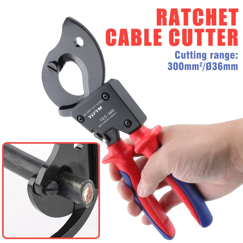 Ratchet Cable Cutter, Heavy Duty Wire Cutter for Aluminum Copper Cable up to 300mm², Ratcheting ...